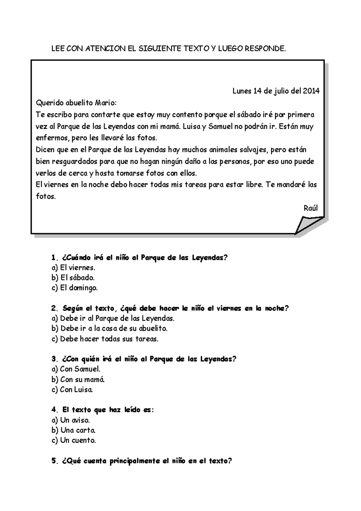 La-carta - textos informativos - LEE CON ATENCION EL SIGUIENTE TEXTO Y ...