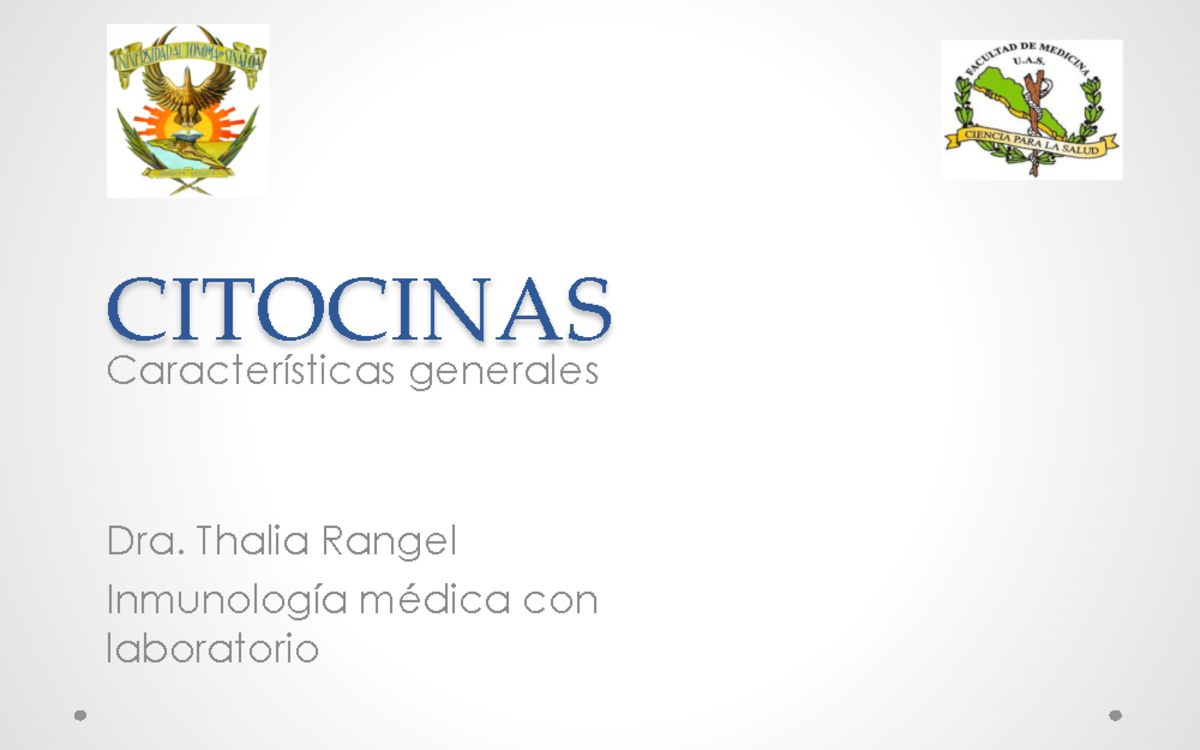 5. Generalidades DE Citoquinas - CITOCINAS Características generales ...