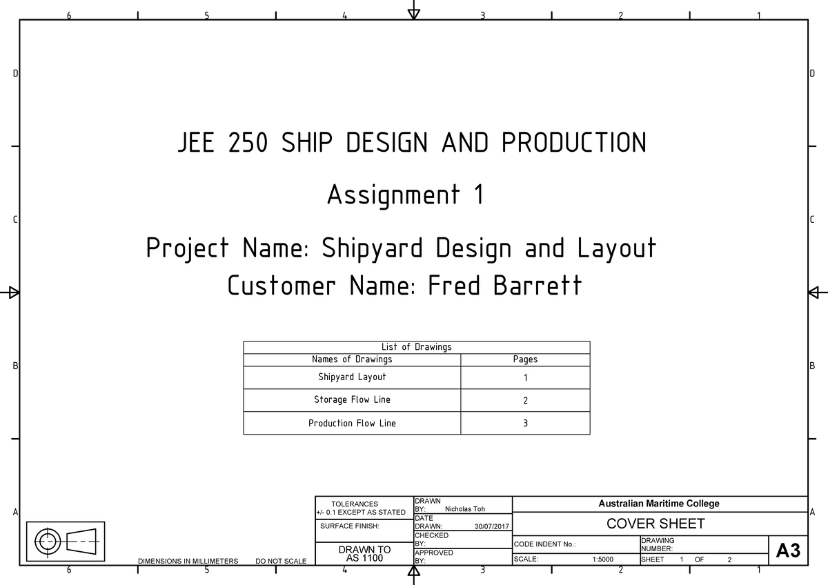 Assignment 1 CAD Files Nicholas Toh 401887 - A A B B C C D D ...