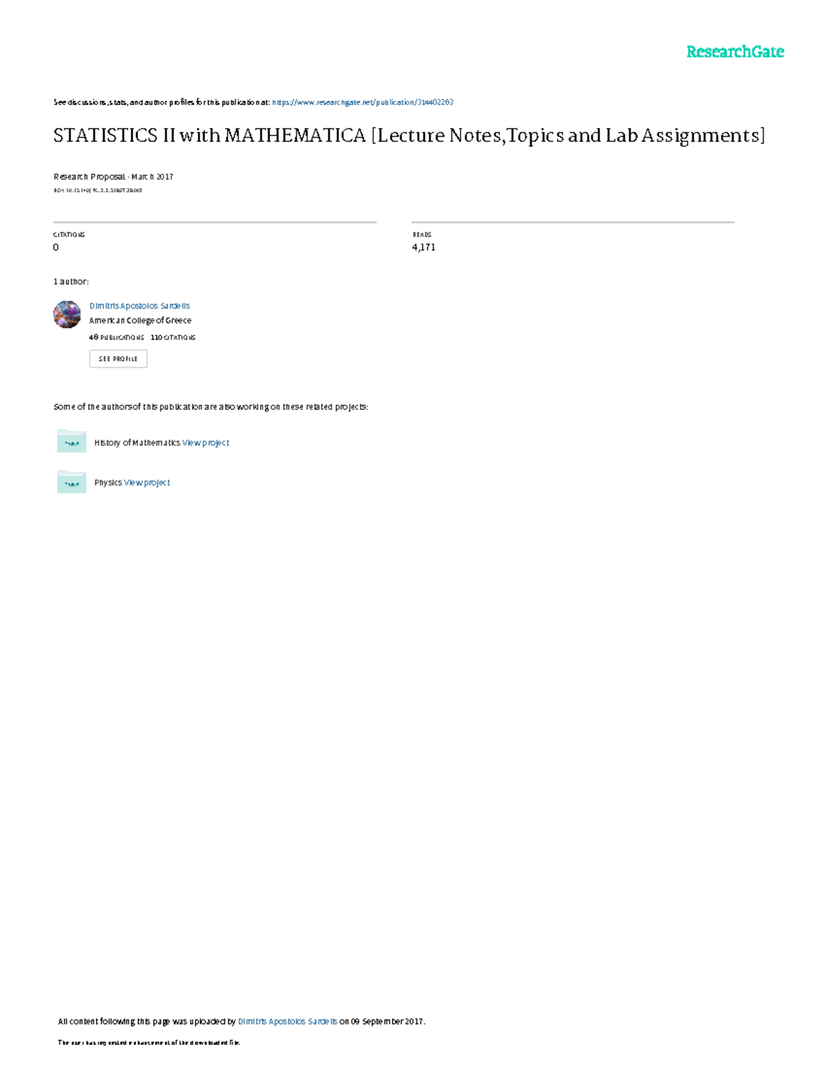 Statistics II with Mathematica Lecture Notes Topics - See discussions ...