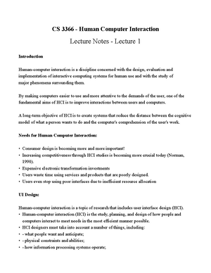 CS 3366 Lecture Notes 3 - CS 3366 - Human Computer Interaction Lecture ...