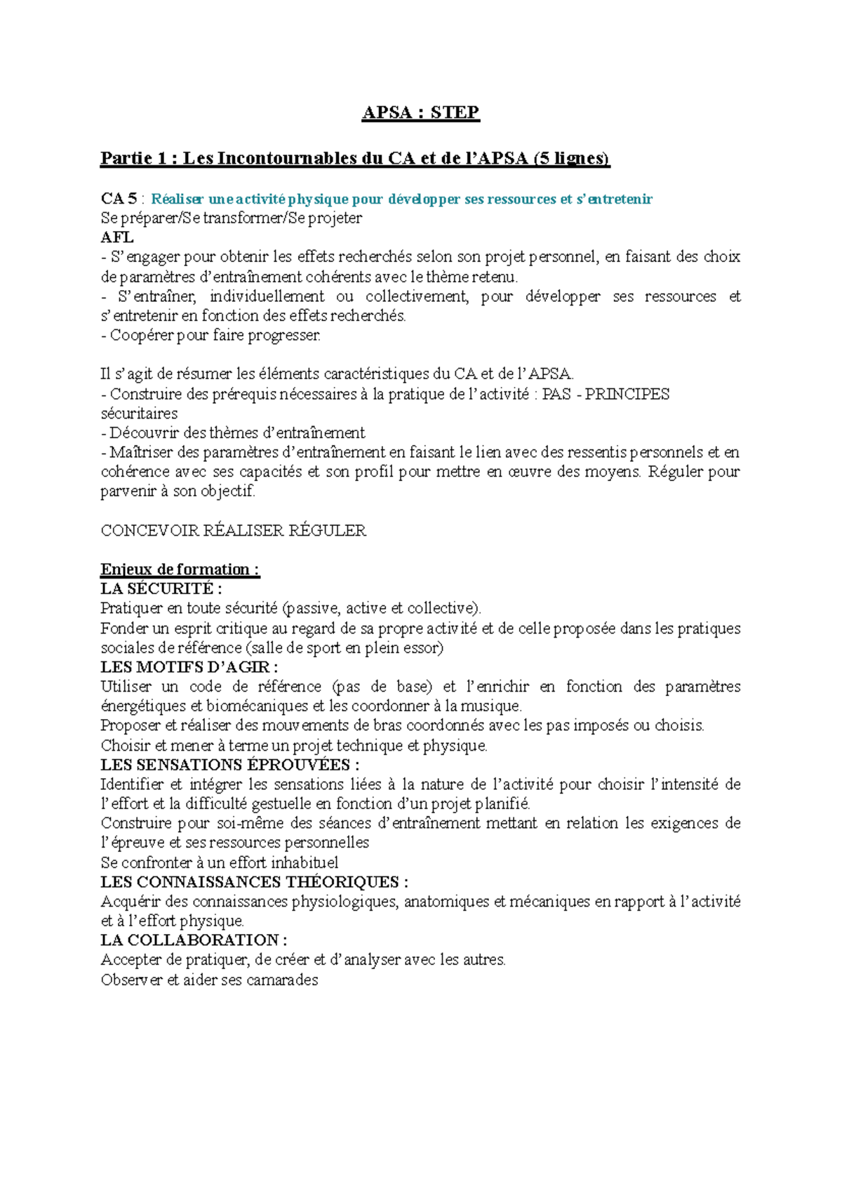 STEP 2023 - APSA : STEP Partie 1 : Les Incontournables du CA et de l ...