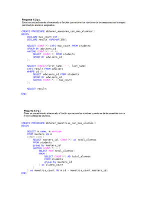 PC2 Upc pre 202301 si400 ws41 - Pregunta 1 (2 p.) • Cree las sentencias que permitan la creación ...