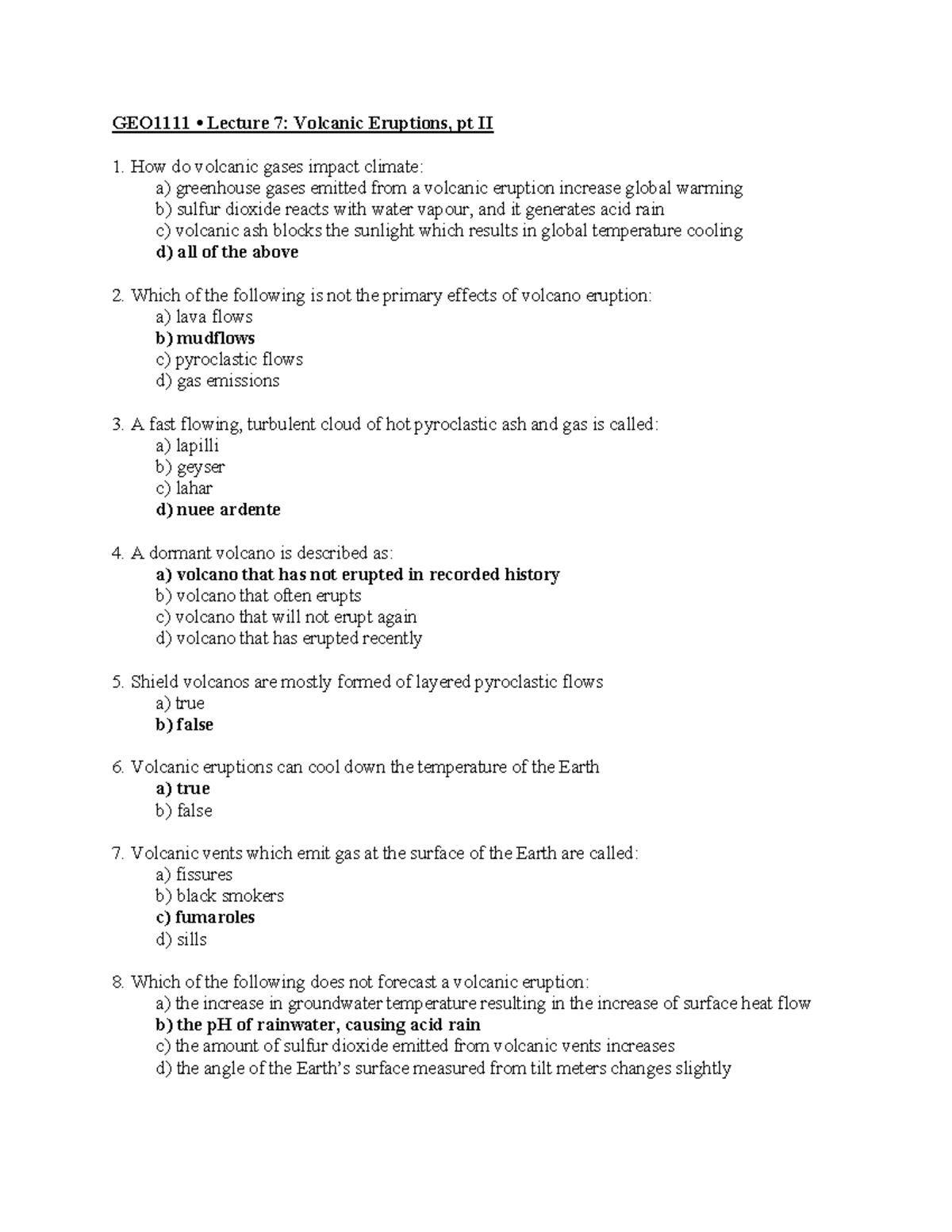 Lecture 7 A - GEO notes. - GEO1111 • Lecture 7: Volcanic Eruptions, pt ...