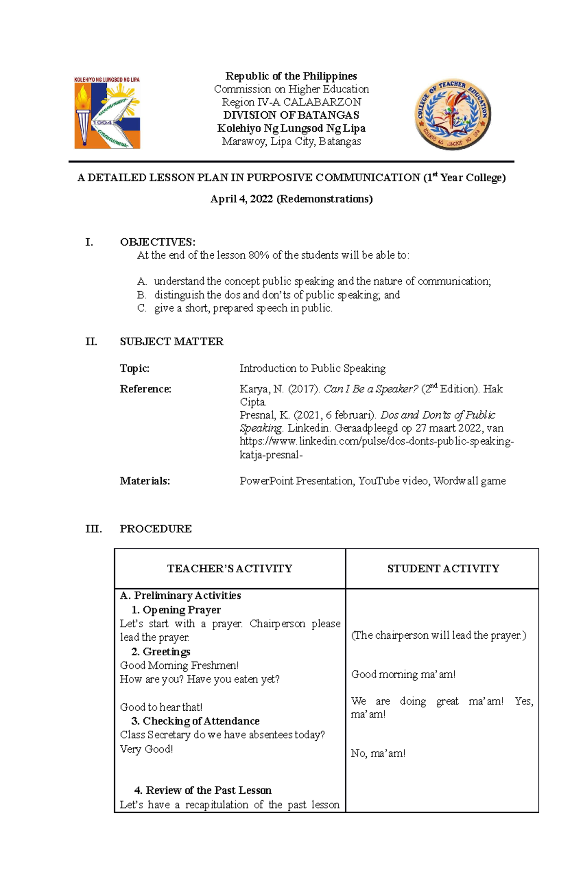 4th Demo redemonstration April 4 - Education, Secondary - Studocu