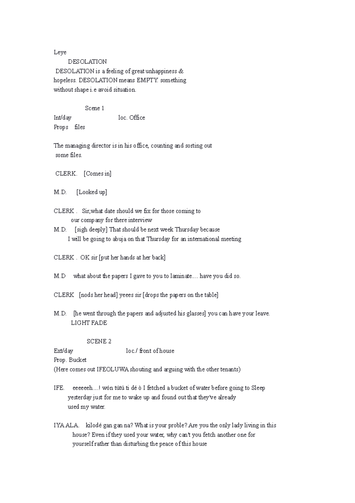 Desolation - Leye DESOLATION DESOLATION is a feeling of great ...