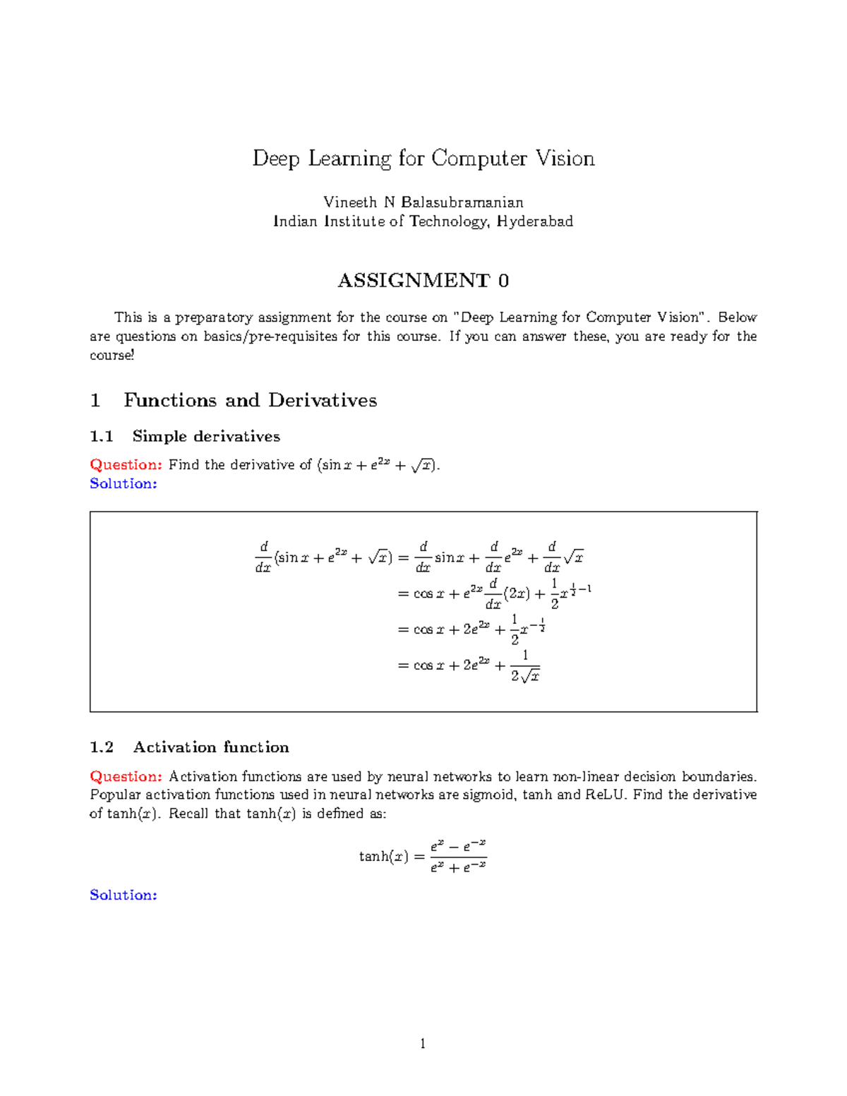 DL4CV Assignment-0 Theory - Deep Learning for Computer Vision Vineeth N ...