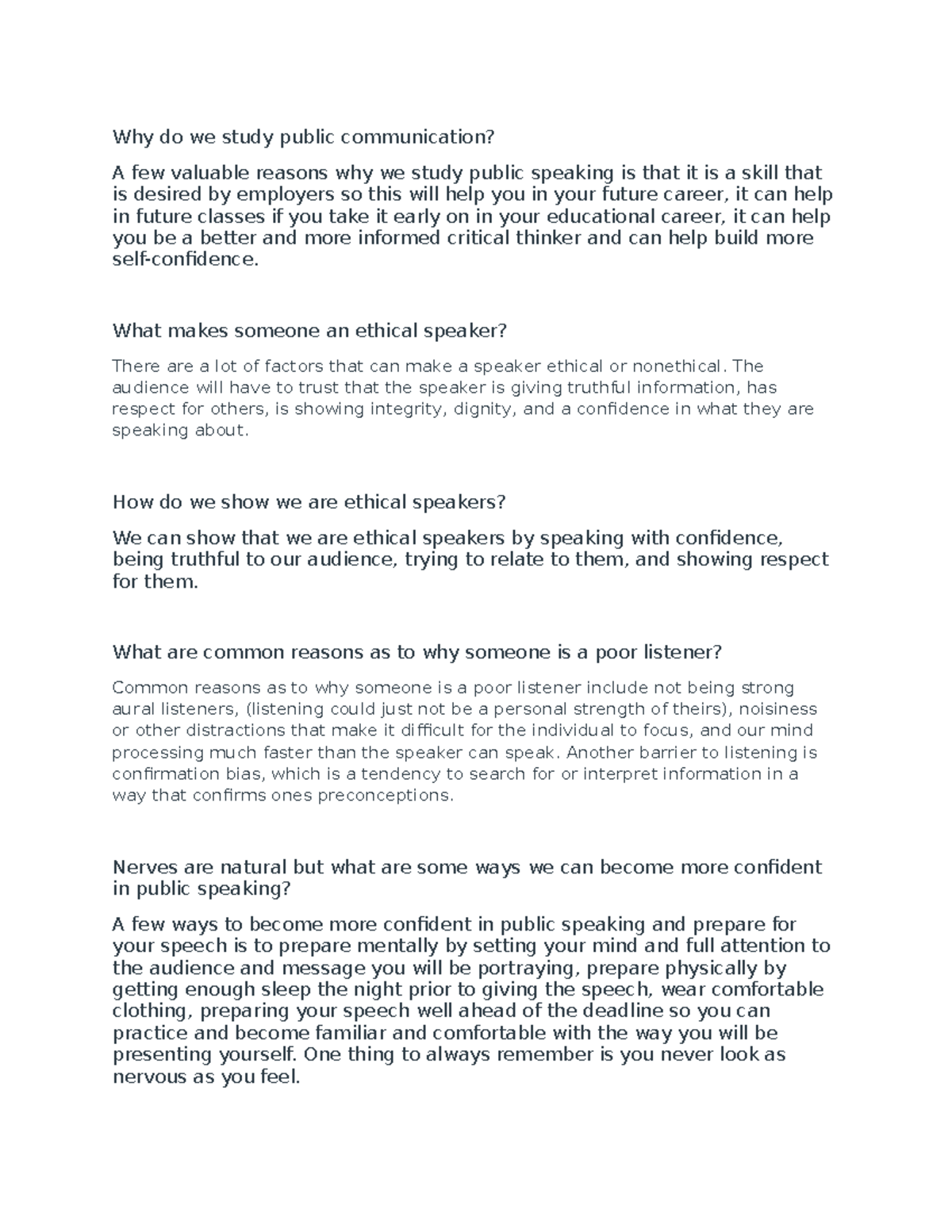 Assign #1 - Questions - Why do we study public communication? A few ...