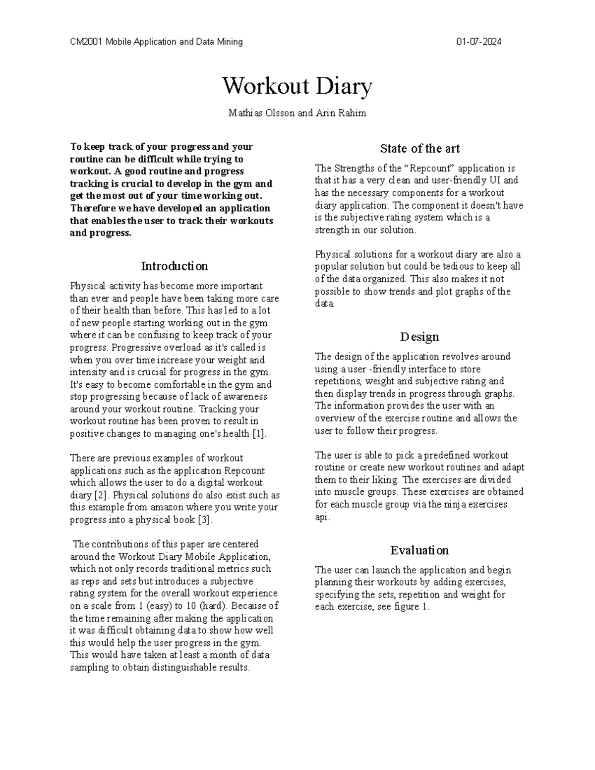 Paper Workout Diary - CM2001 Mobile Application and Data Mining 01-07 ...