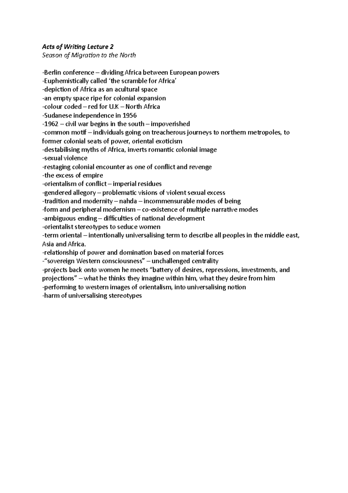 Acts of Writing Lecture 2 -relationship of power and domination based ...