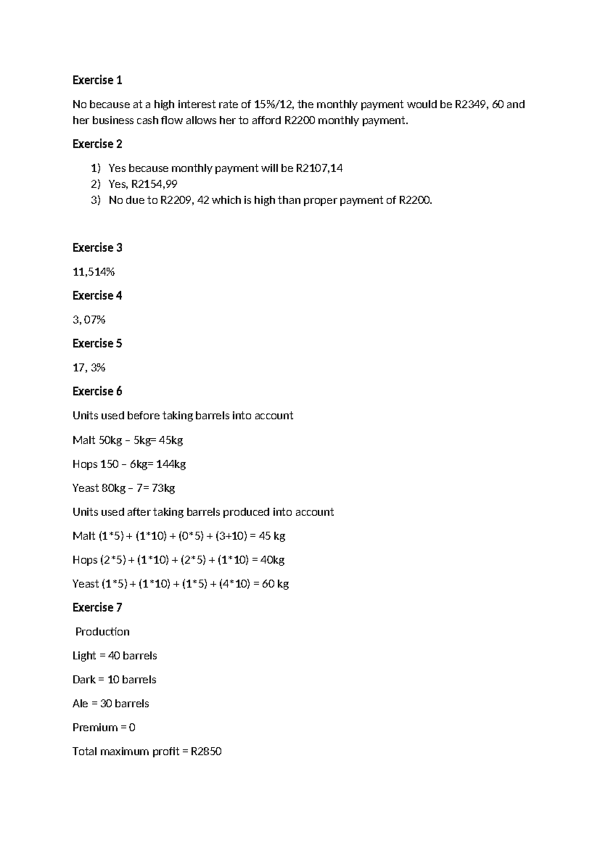 Assignement 7 EUP - TUTORIAL WORK - Exercise 1 No because at a high ...