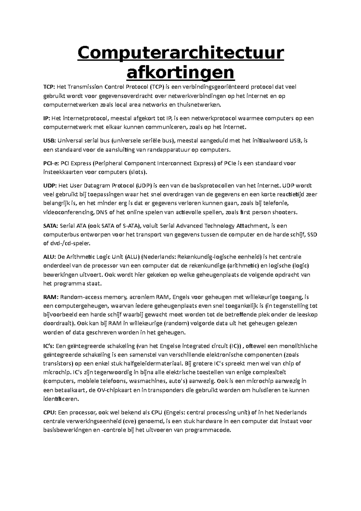 Computerarchitectuur afkortingen - IP: Het internetprotocol, meestal ...