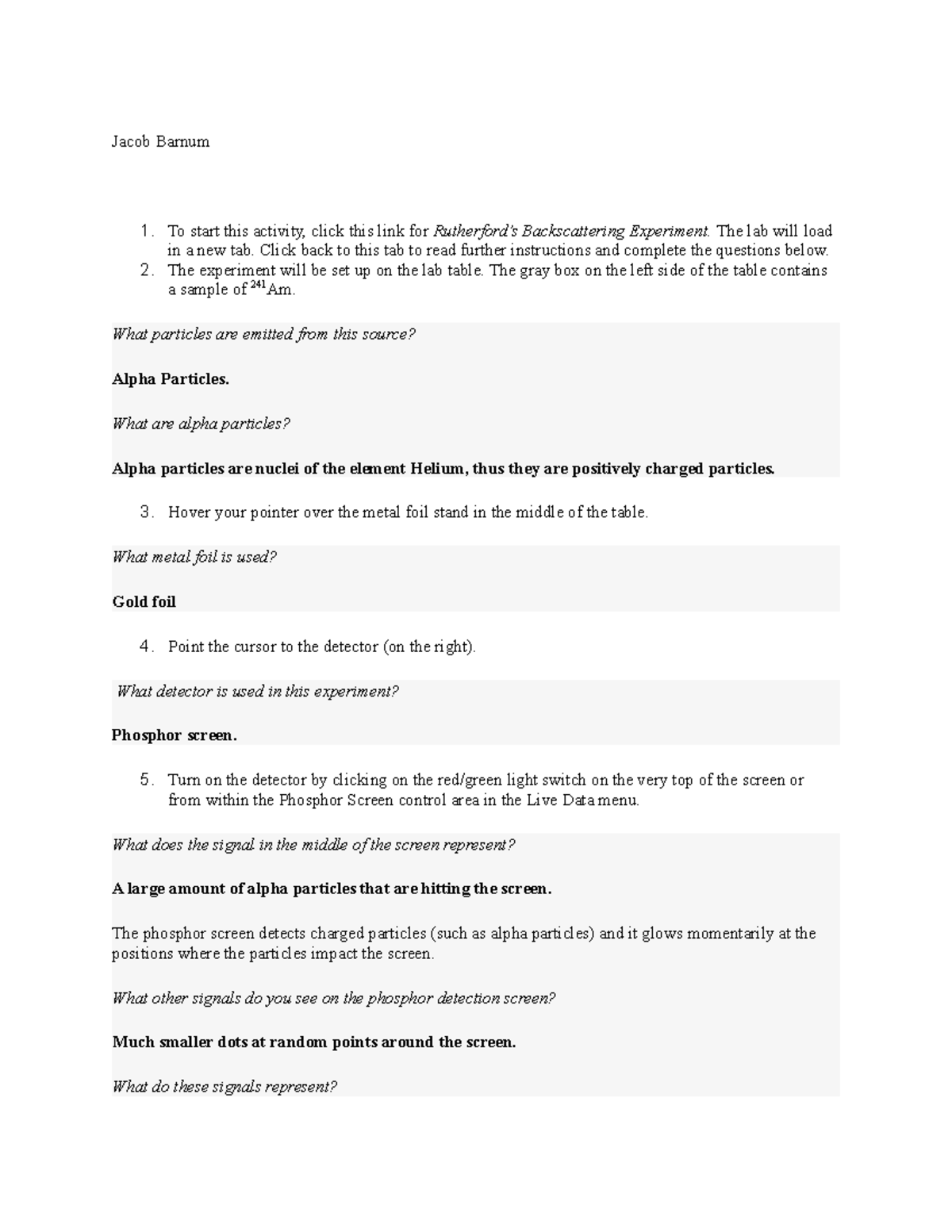 Rutherford Experiment - Beyond Labz - Jacob Barnum To start this ...