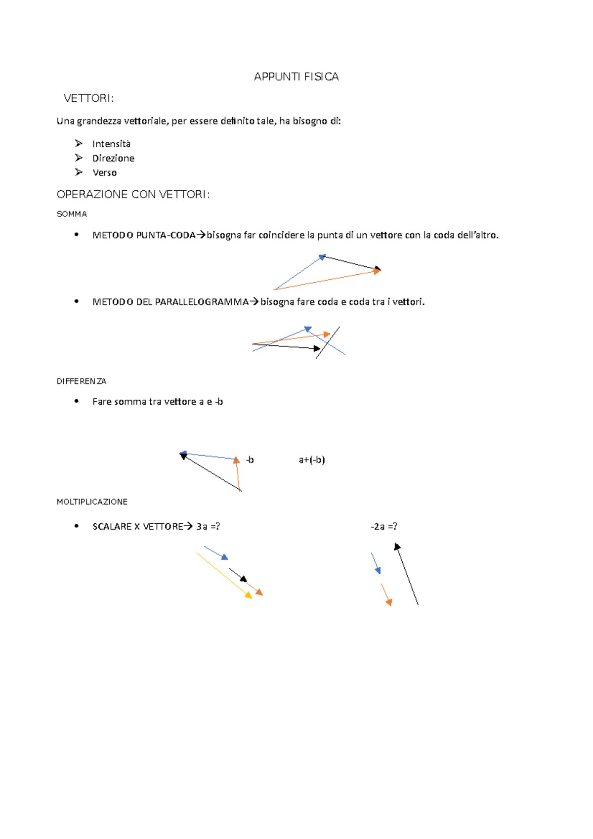 Appunti Fisica - mmmmmmmmmmmmmm - APPUNTI FISICA VETTORI: Una grandezza ...