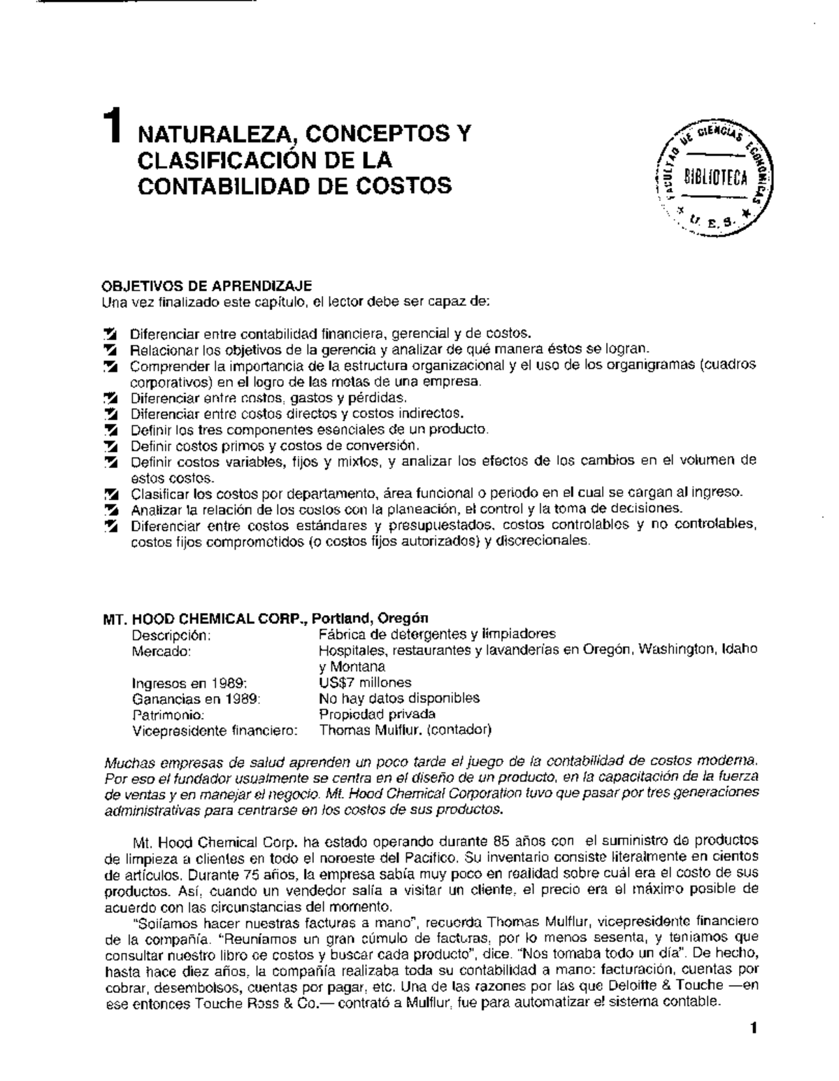 Naturaleza, conceptos y clasificación de la contabilidad de costos - 1 NATURALEZA, CONCEPTOS Y ...