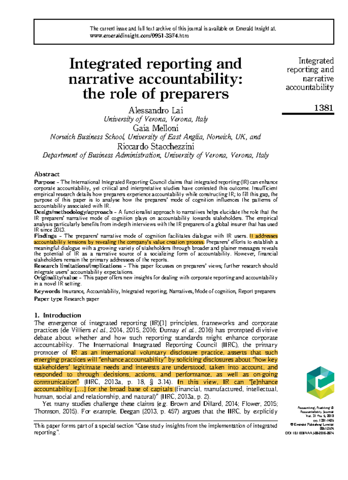 10 integrated reporting - Insufficient empirical research details how ...