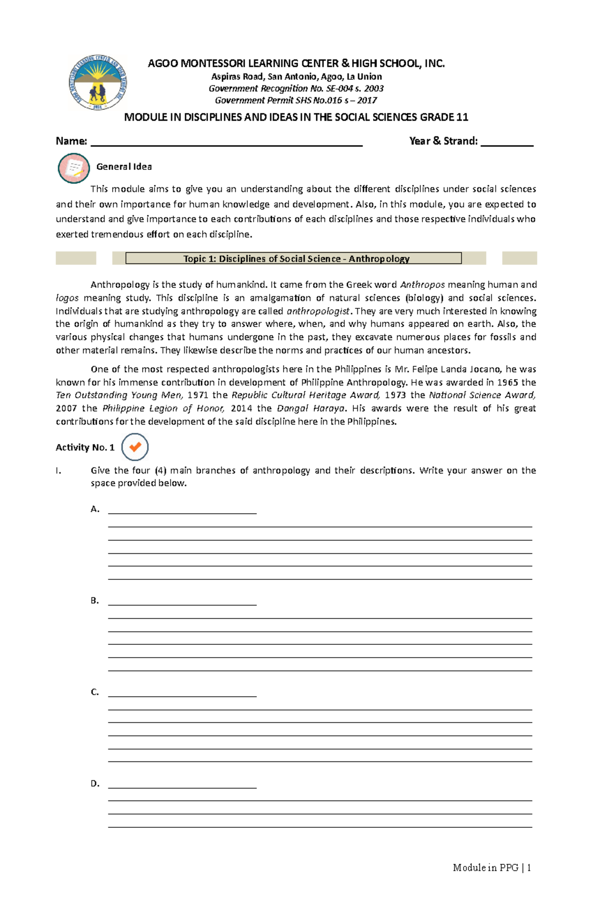 Understanding of Social Studies in the modern world - GE Science ...