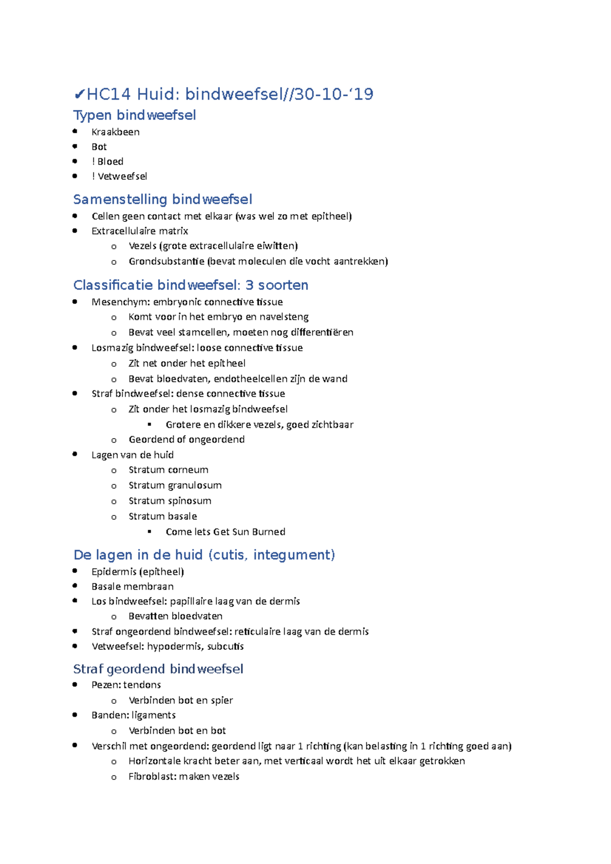 HC14 Huid; bindweefsel - HC14 Huid: bindweefsel//30-10-‘ Typen ...