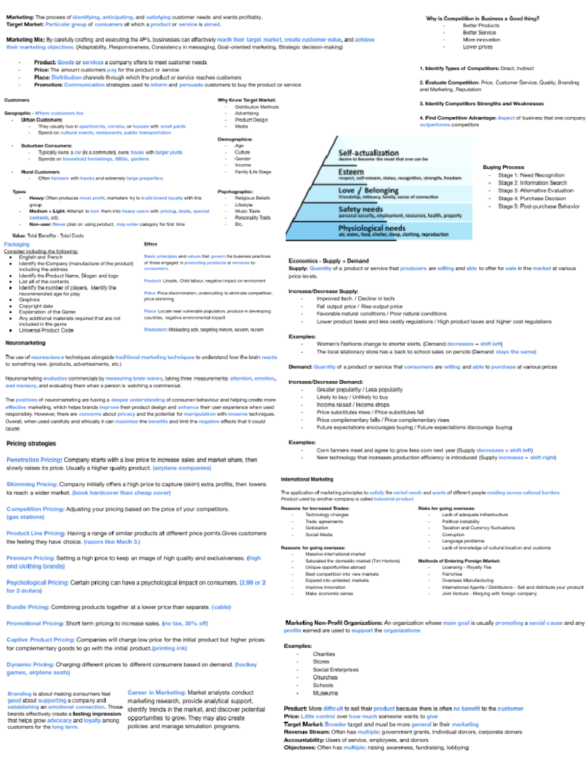 Marketing - Notes and Preperation Sheet for Exam - Marketing: The ...