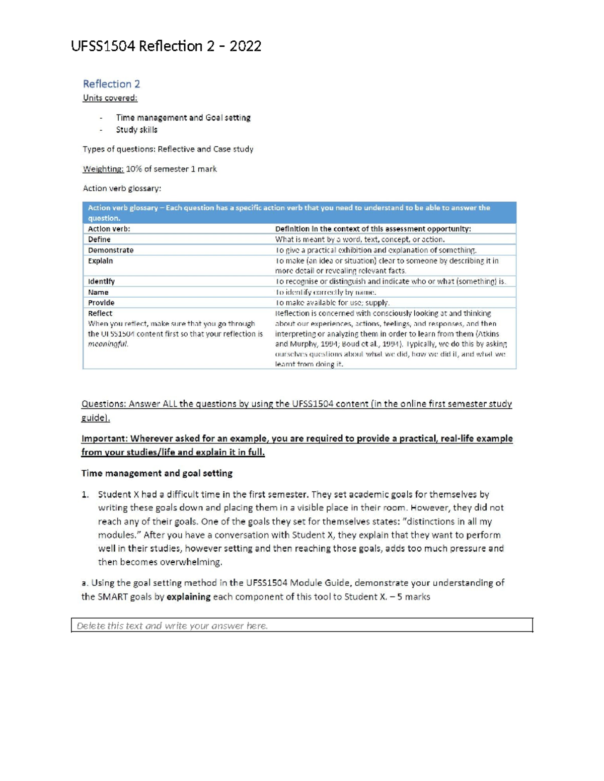 Reflection 2 worksheet Final - 2022 - SCSI2612 - UFSS1504 Reflection 2 ...