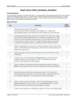 Exp22 Excel App Capstone Intro Assessment Travel Instructions - - Studocu