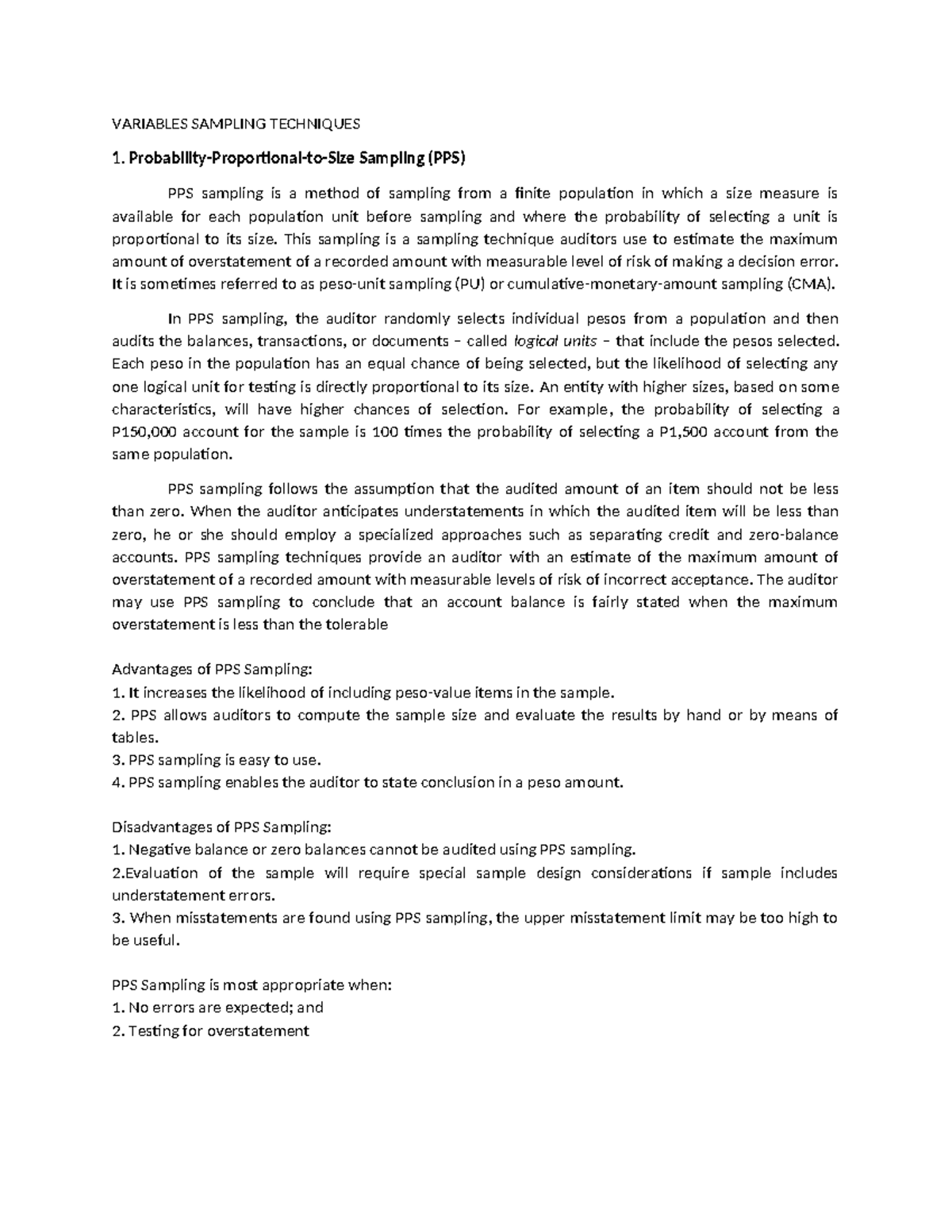 Reporting - VARIABLES SAMPLING TECHNIQUES Probability-Proportional-to ...