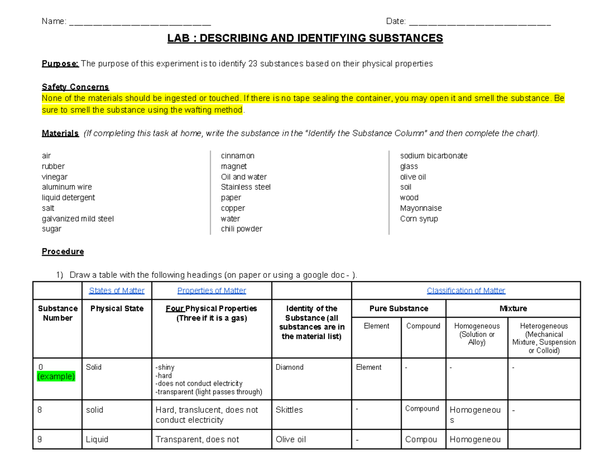 Copy of LAB properties of matter - Bell Ringer Style - LAB : DESCRIBING ...