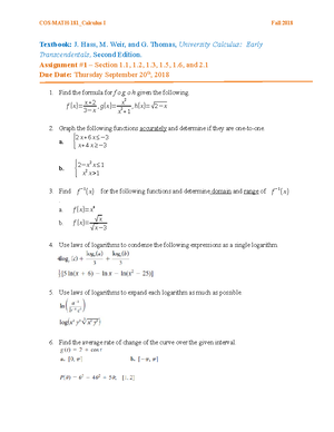Calculus 1 - Project (1) - Key - MATH-181 PROJECT-BASED CALCULUS I ...