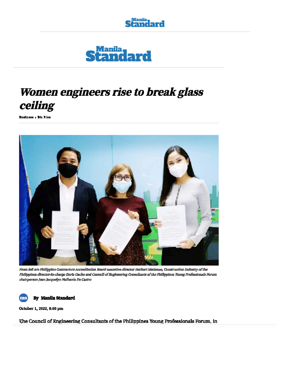 Women engineers rise to break glass ceiling - Manila Standard - Manila ...