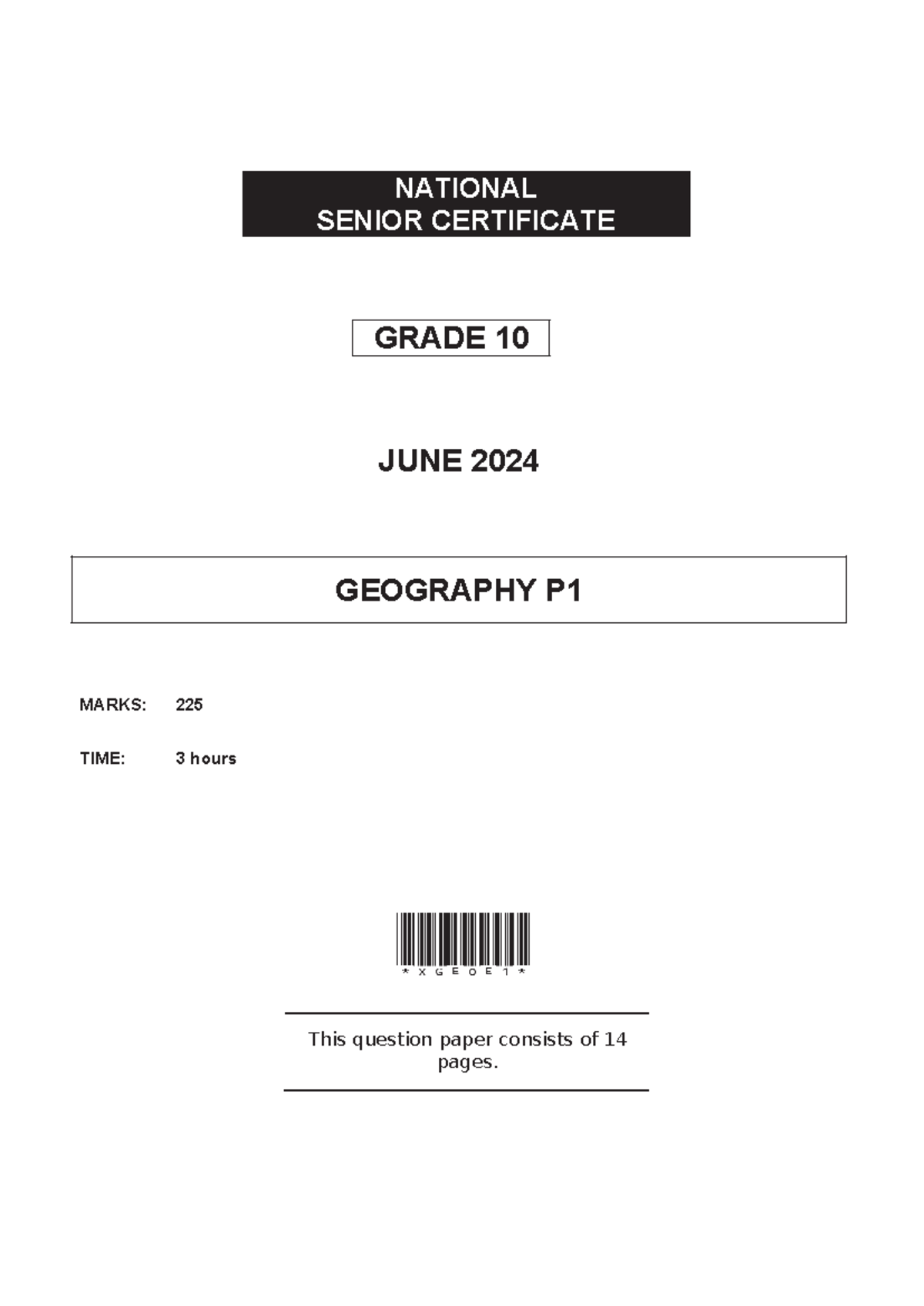 Geography grade 10 question paper - NATIONAL SENIOR CERTIFICATE GRADE ...