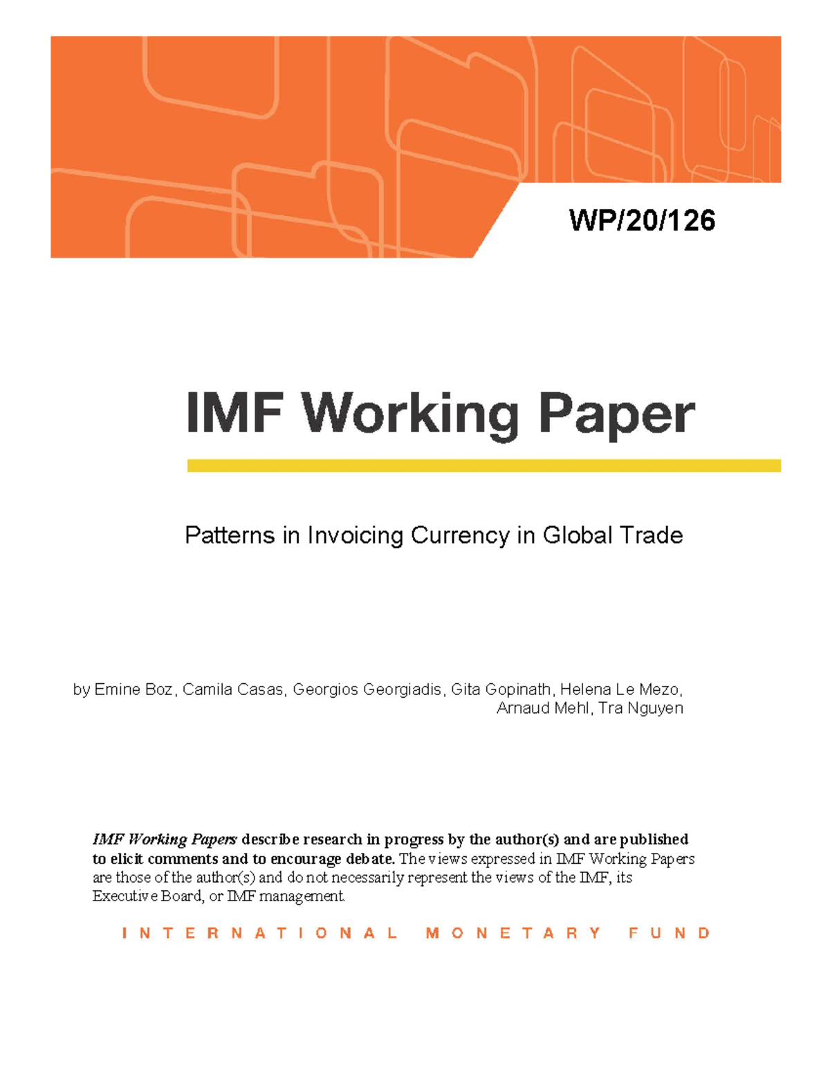 Wpiea 202012 6-print-pdf - WP/ 20 / 126 Patterns in Invoicing Currency ...