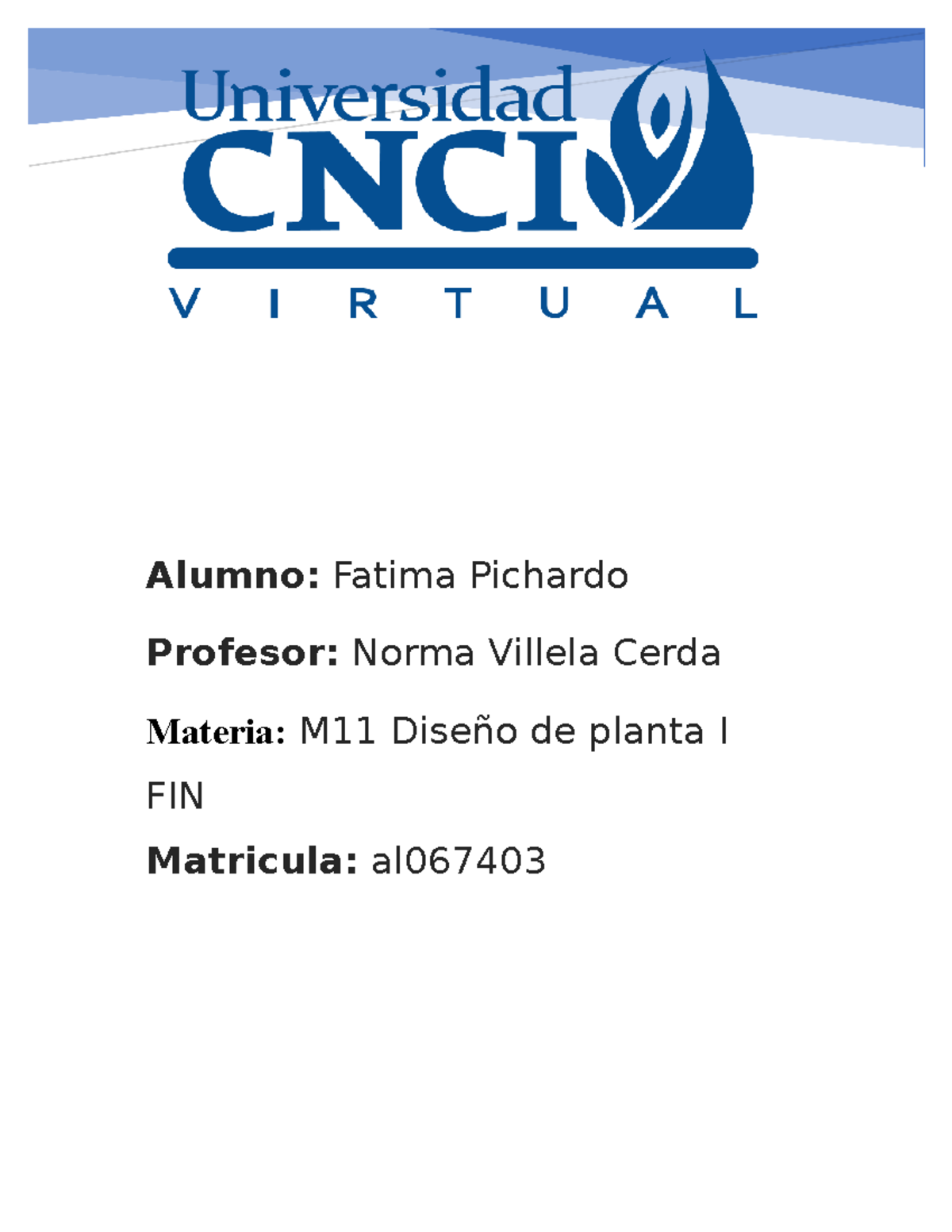 M11 Diseño de planta I - TRABAJO - Alumno: Fatima Pichardo Profesor ...