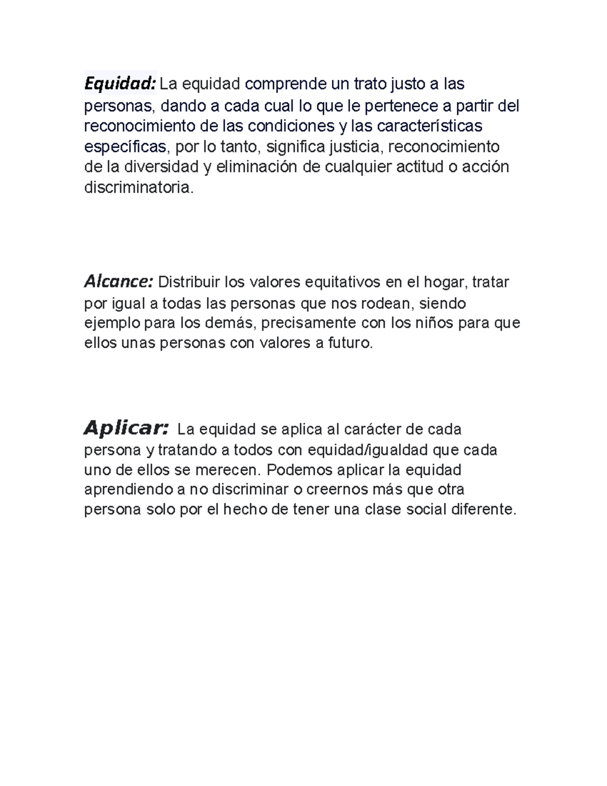 Equidad - Un valor solidario e importante en la sociedad - Equidad: La ...