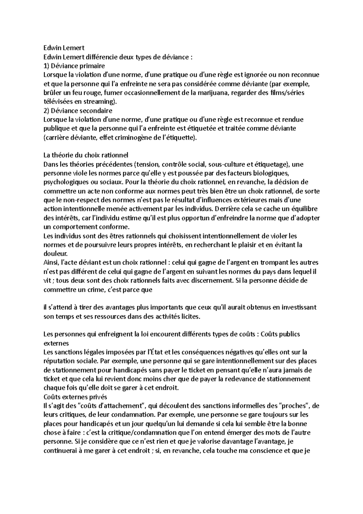 Edwin Lemert - Sociologie, prise de notes - Edwin Lemert Edwin Lemert ...