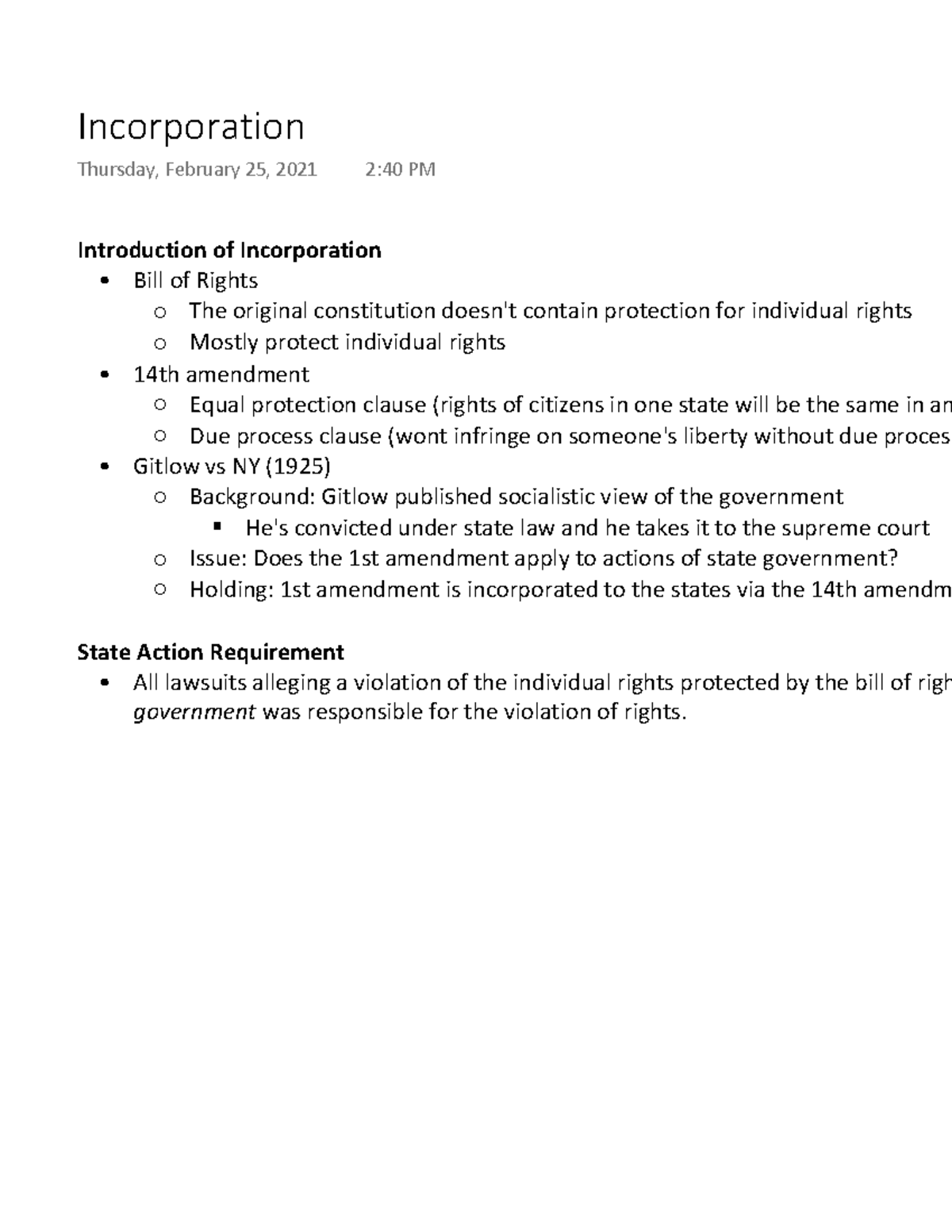 Incorporation - Introduction of Incorporation Bill of Rights The ...