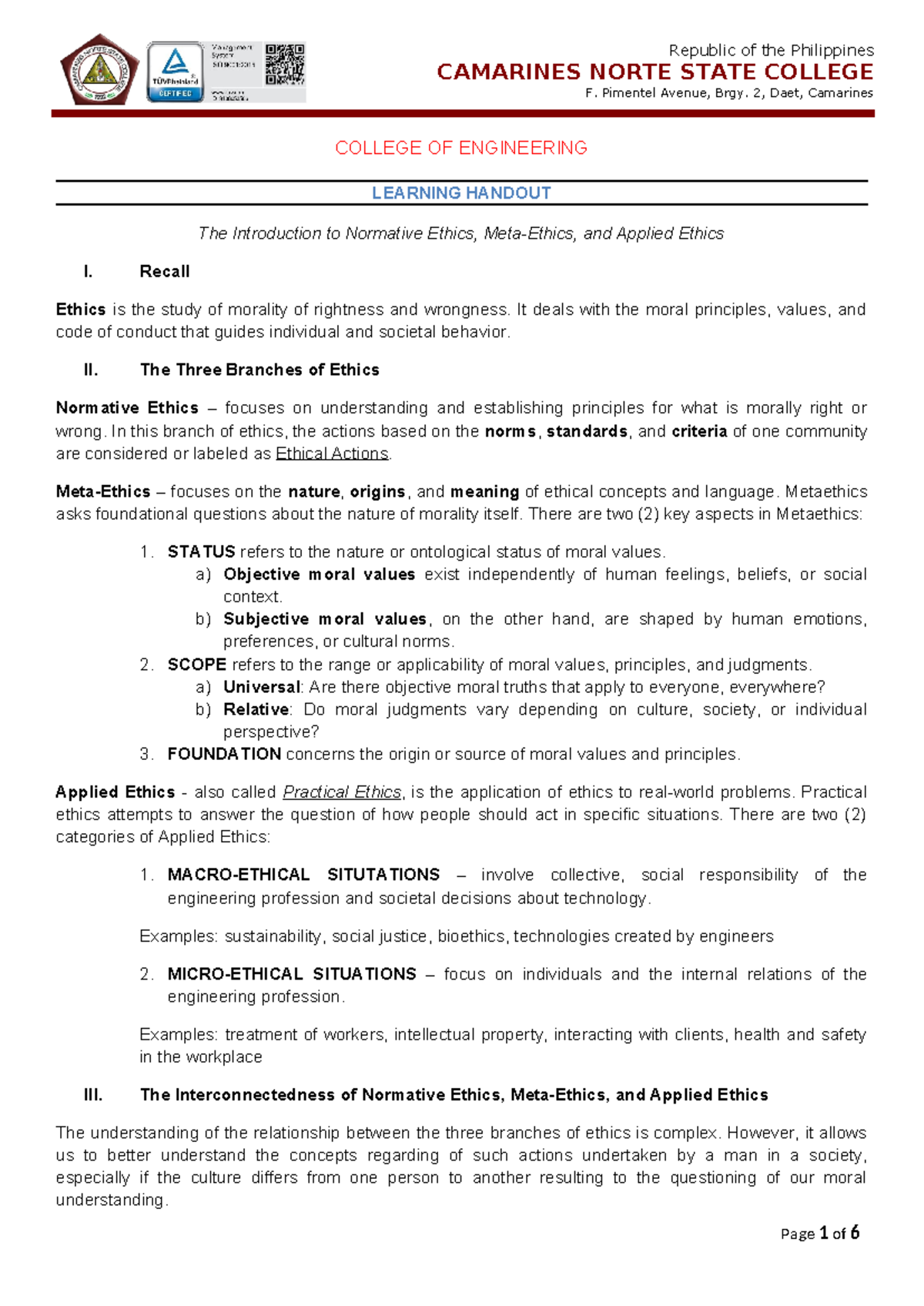 Introduction to Normative Ethics Meta Ethics and Applied Ethics ...