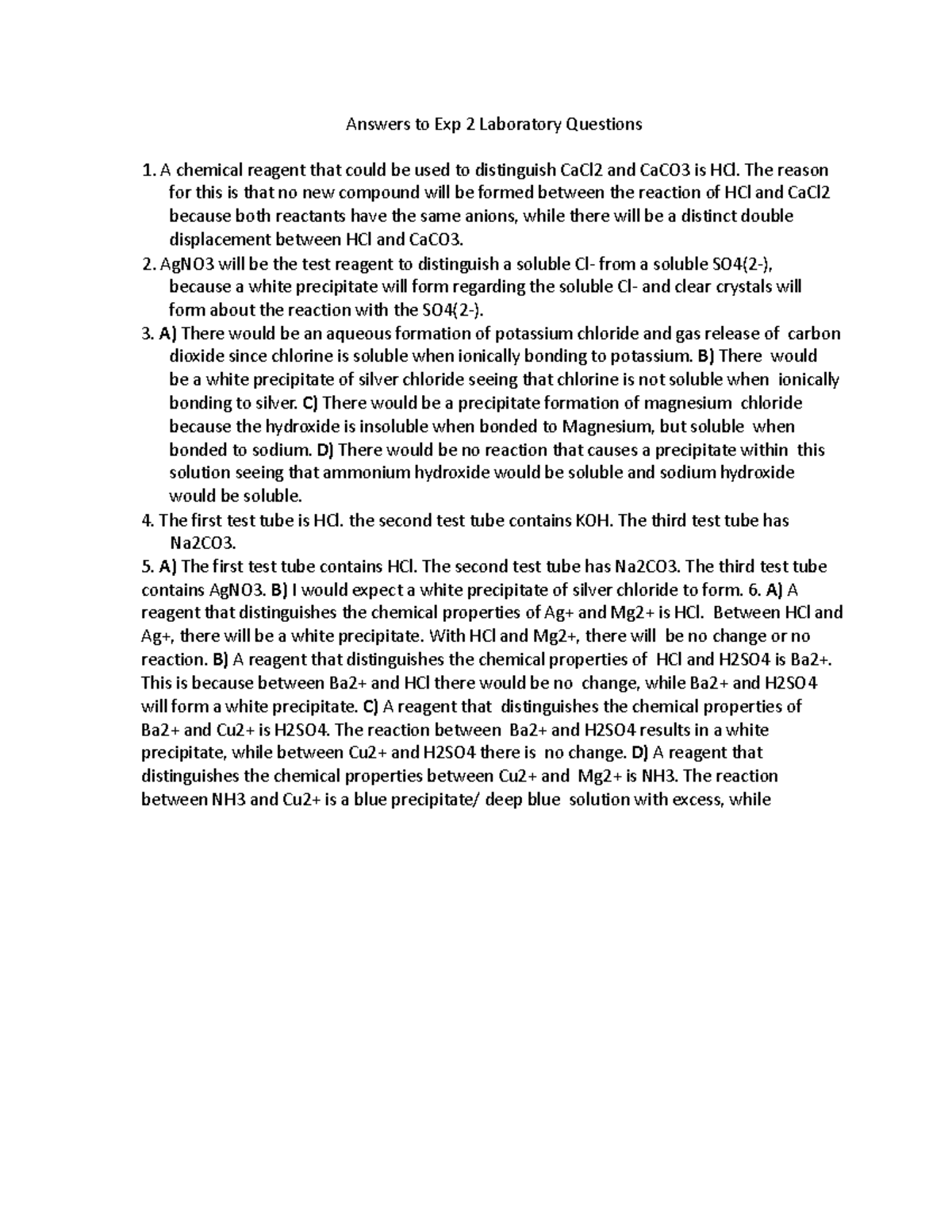 Answers to Exp 2 Laboratory Questions - Answers to Exp 2 Laboratory ...