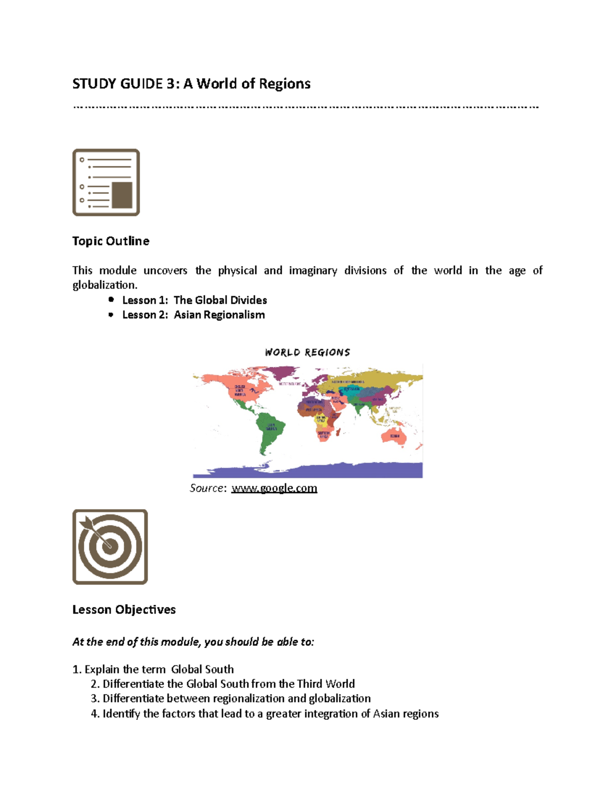 TCW Study- Guide-3 - STUDY GUIDE 3: A World of Regions - Studocu