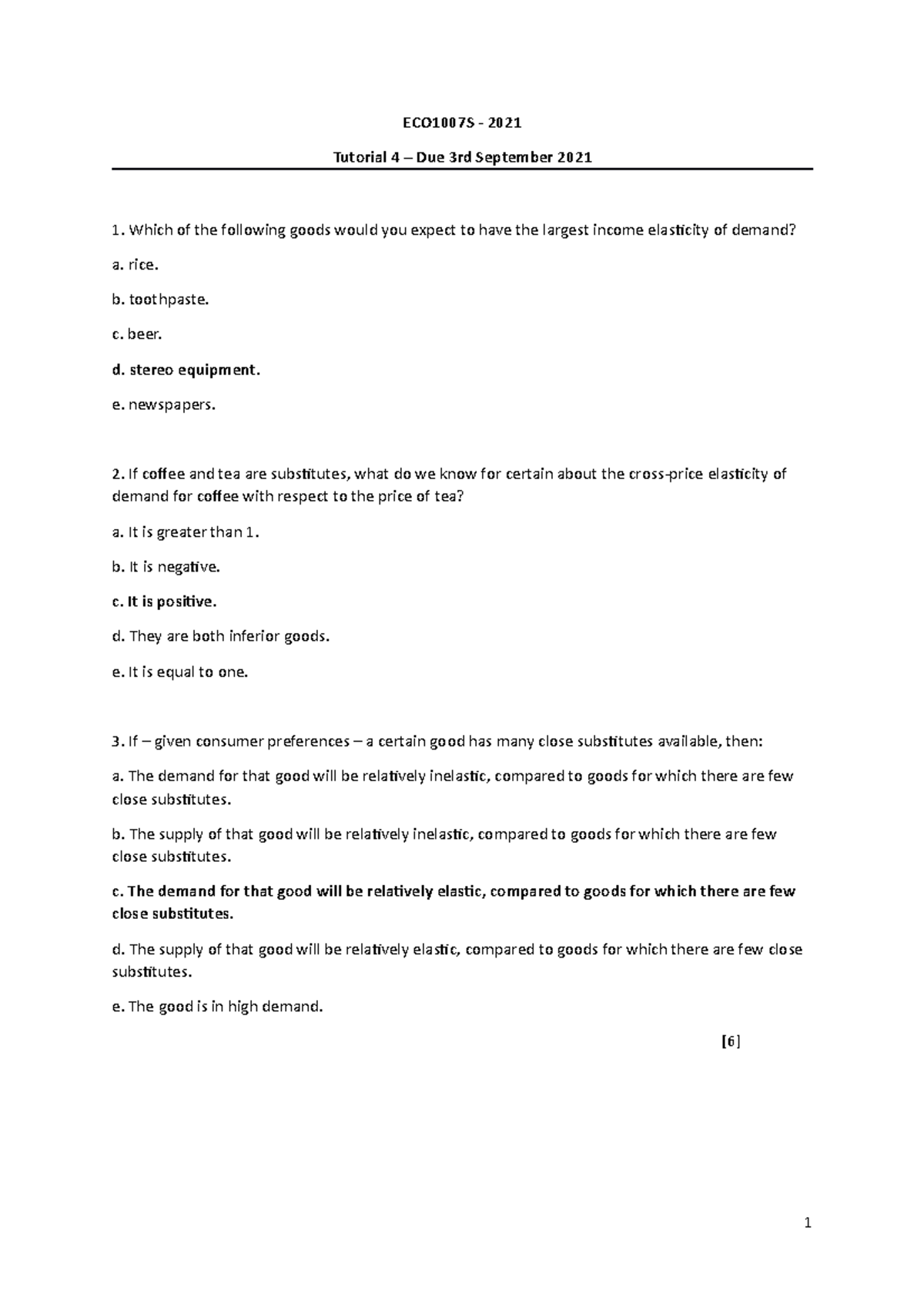 ECO1007S solutions 2021 Tutorial 4 solutions - ECO1007S - 2021 Tutorial ...