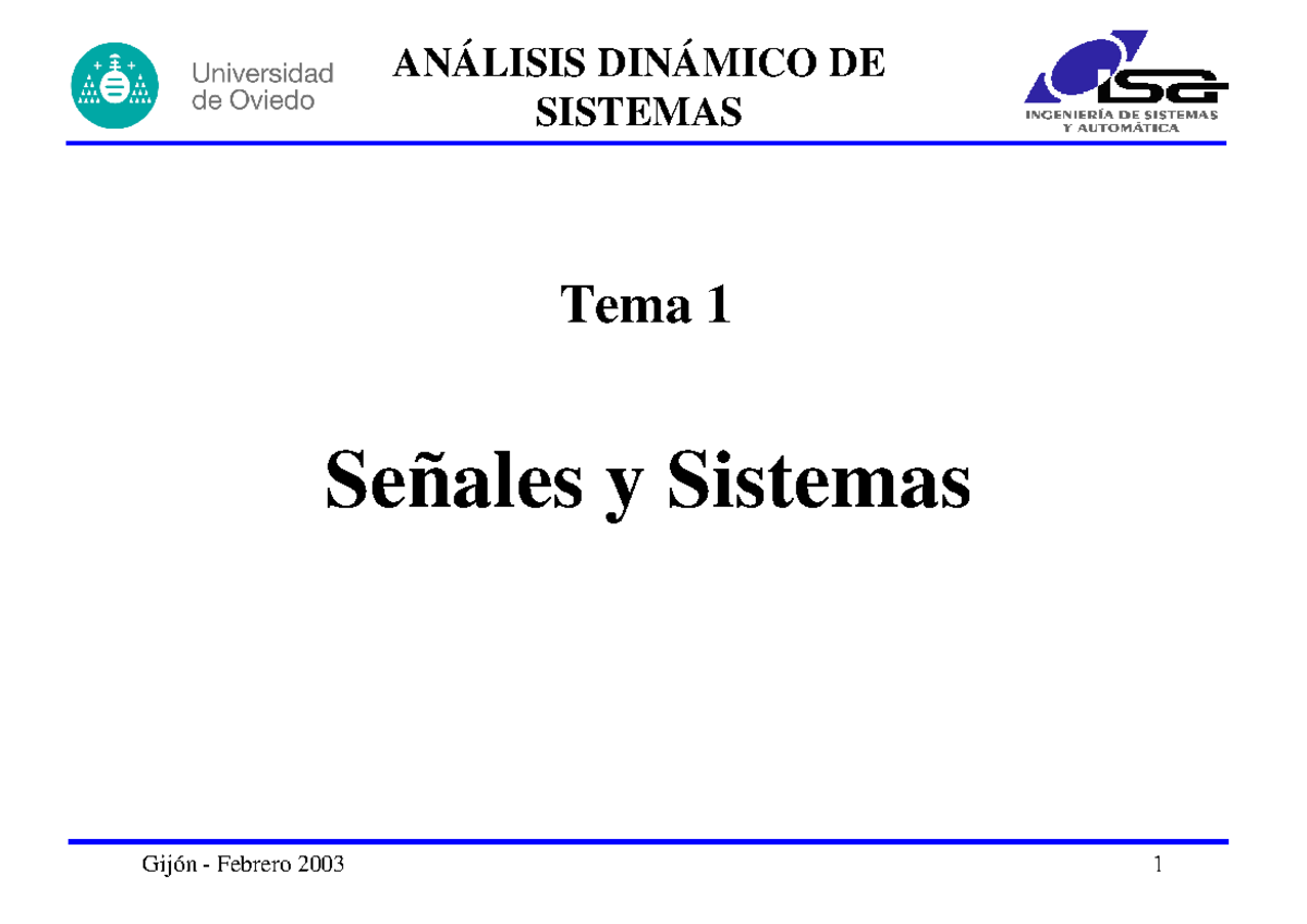 Analisis Dinmaico De Sistema Tema 1 Análisis Dinámico De Sistemas