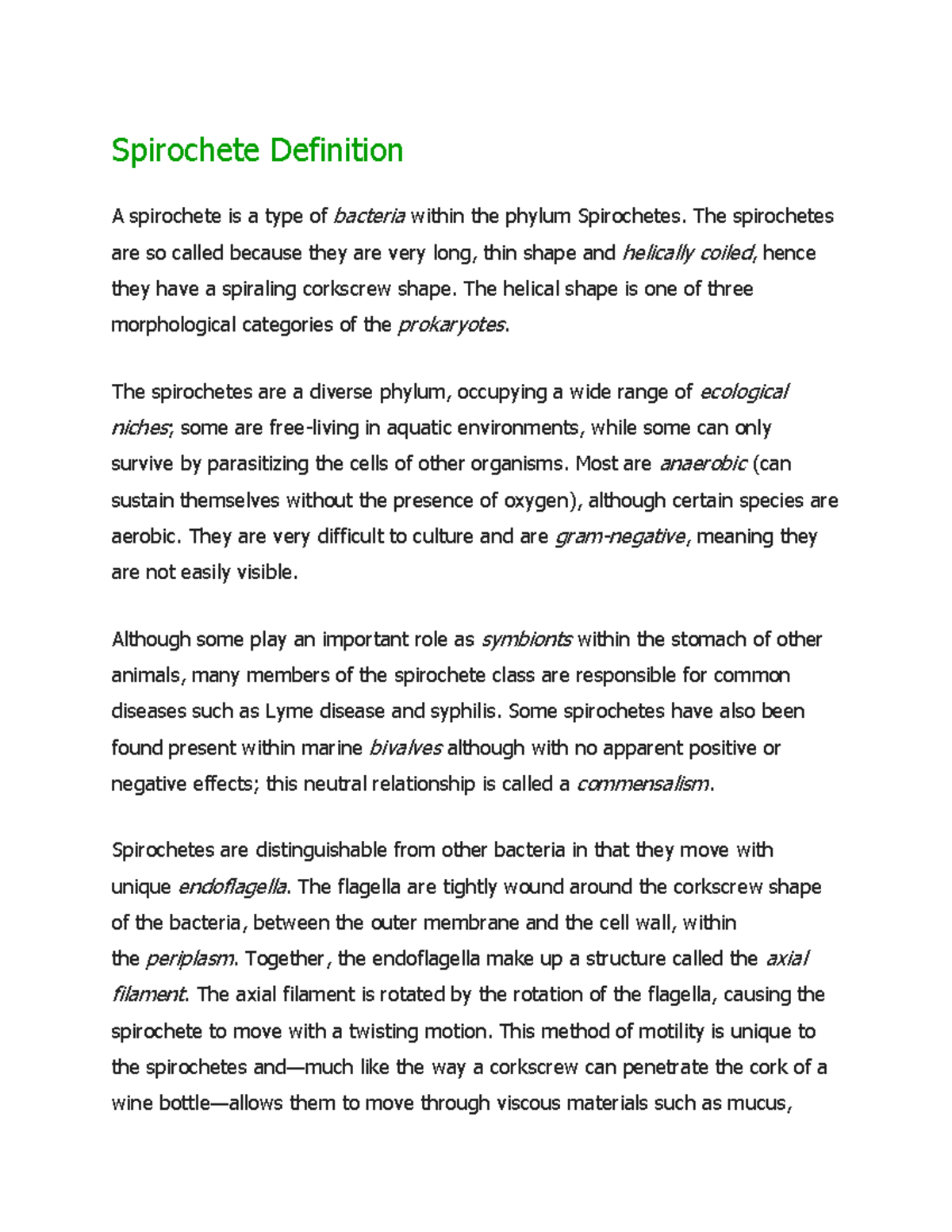Spirochete Definition - The spirochetes are so called because they are ...