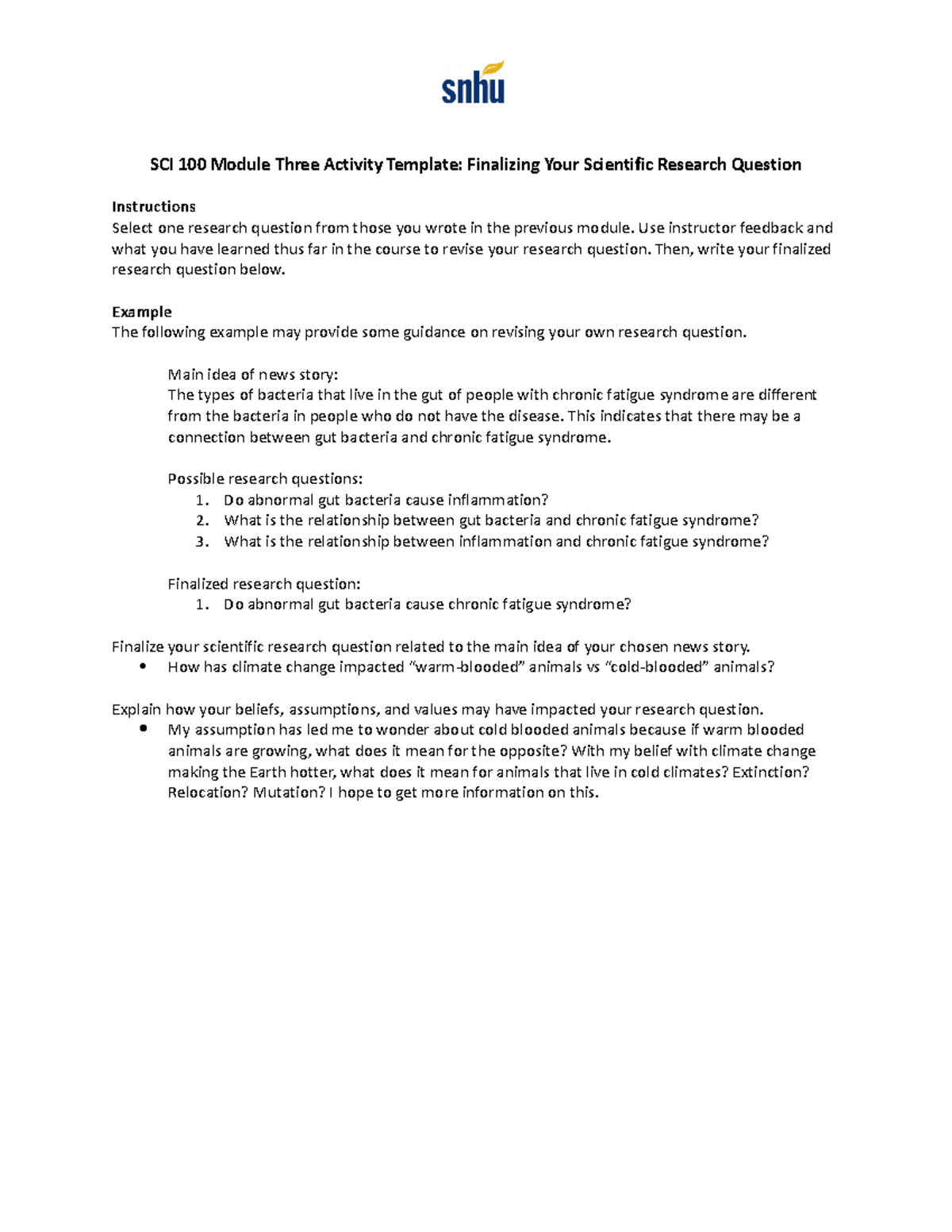 SCI 100 Module Three Activity Template (revised) - SCI 100 Module Three ...