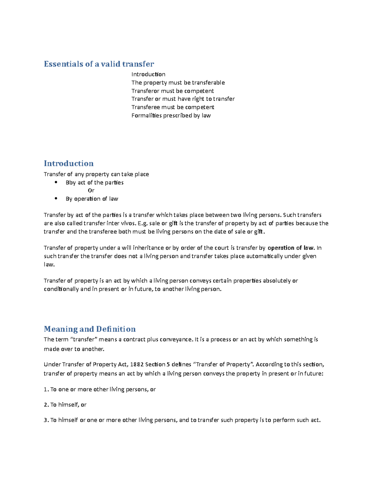 Essentials of valid transfer - Essentials of a valid transfer ...