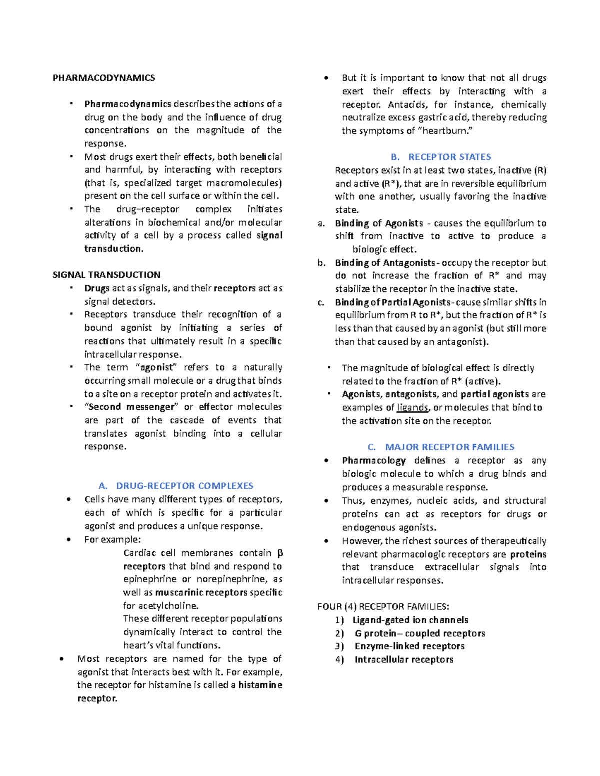 Pharmacodynamics-P1 - Summary Pharmacy - PHARMACODYNAMICS ...