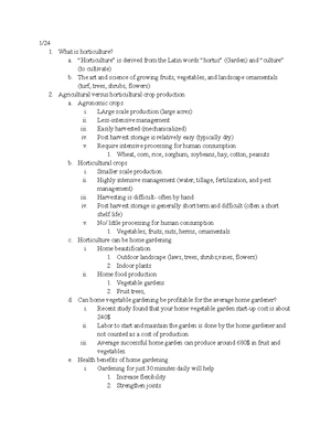Quiz 1- Horticulture - Know contact information and something personal ...