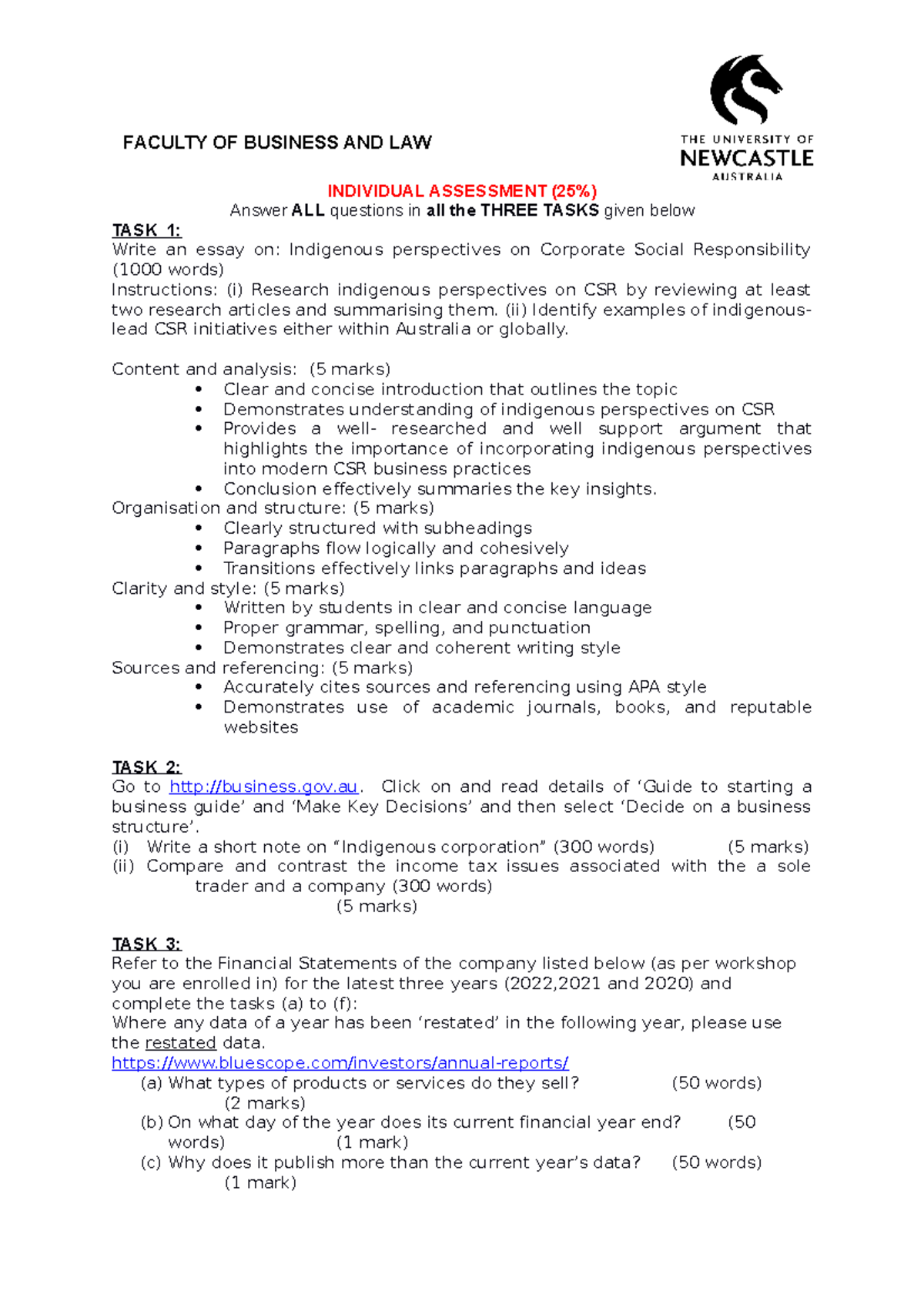 Individual assessment ACFI 1001 S2 - INDIVIDUAL ASSESSMENT (25%) Answer ...