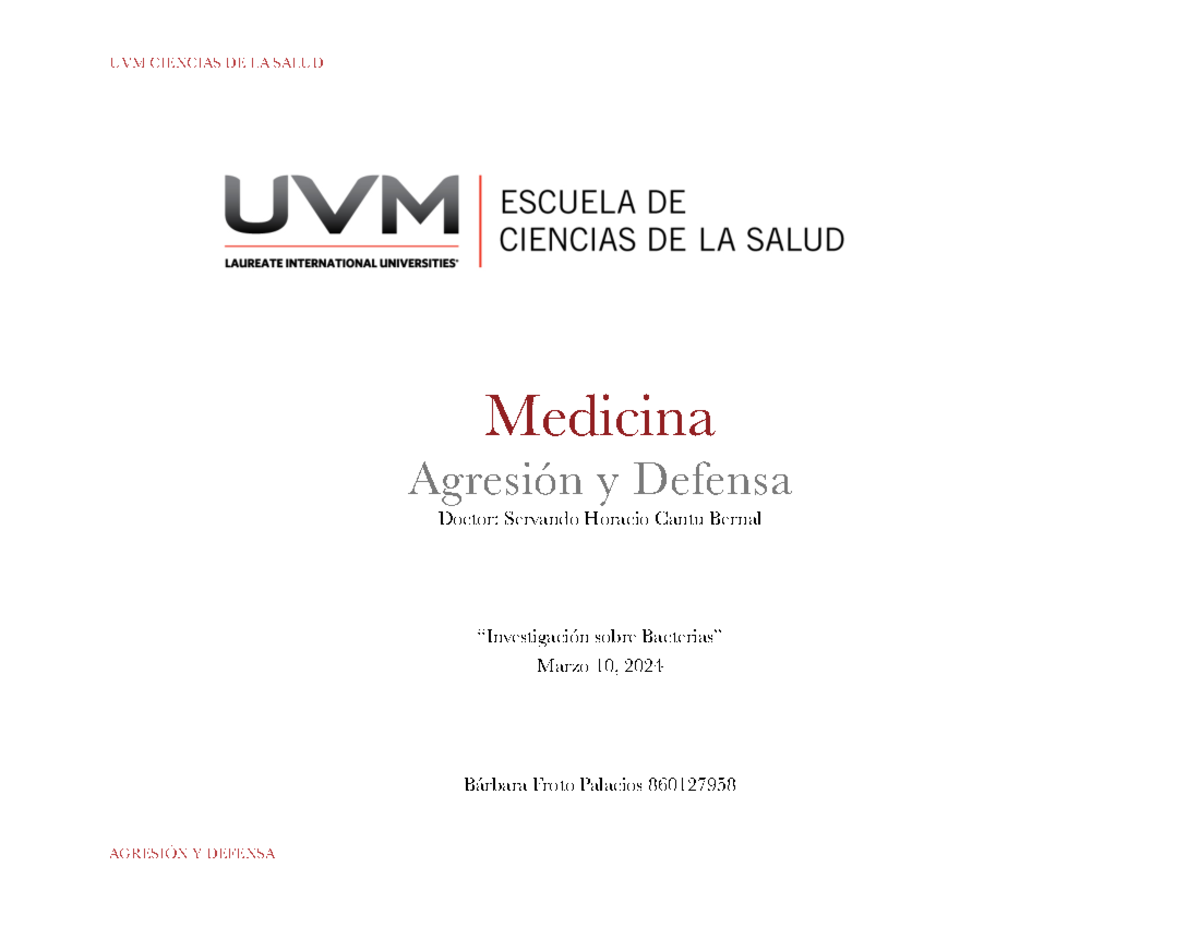 Investigacion sobre bacterias - Medicina Agresión y Defensa Doctor ...