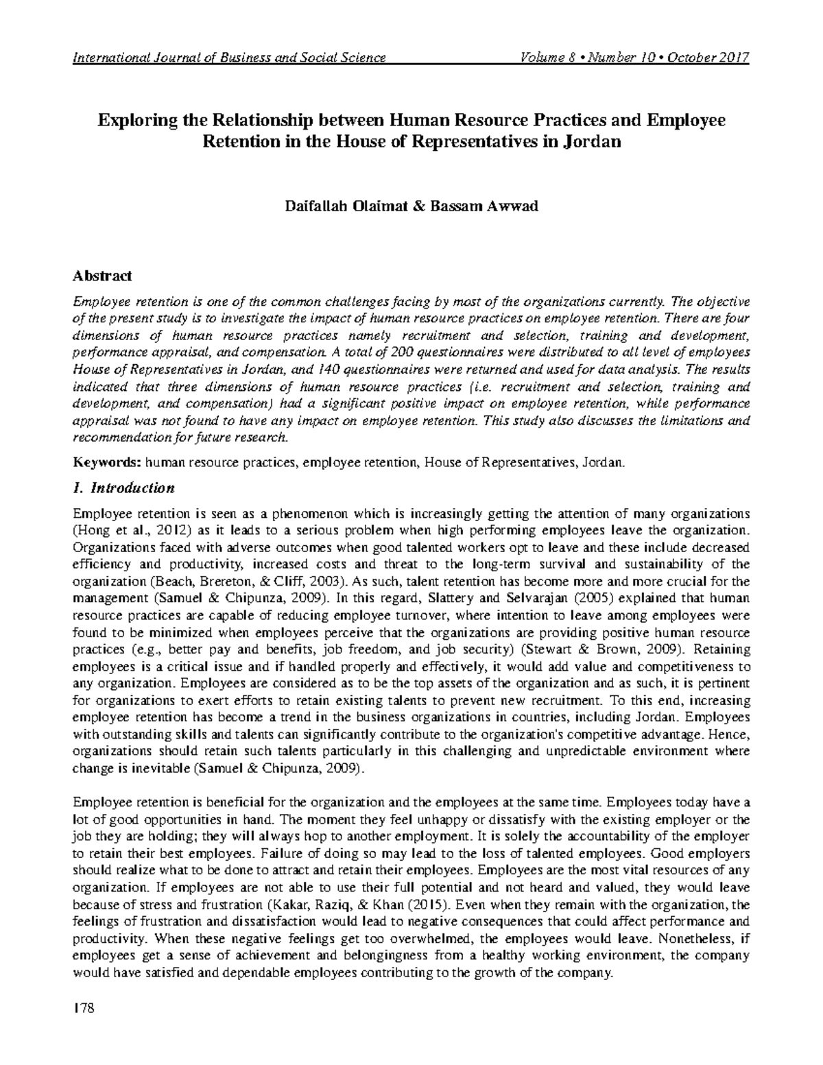 15. Exploring the Relationship between Human Resource Practices and Employee Retention in the ...
