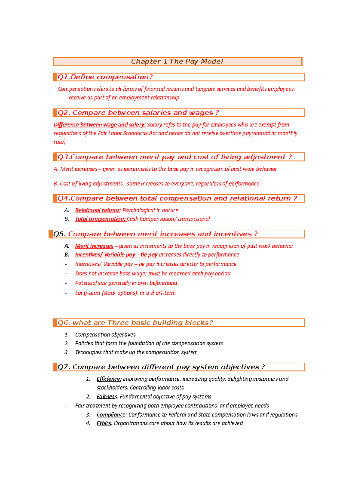 Compensation-mid-revision - Chapter 1 The Pay Model Q1 compensation ...
