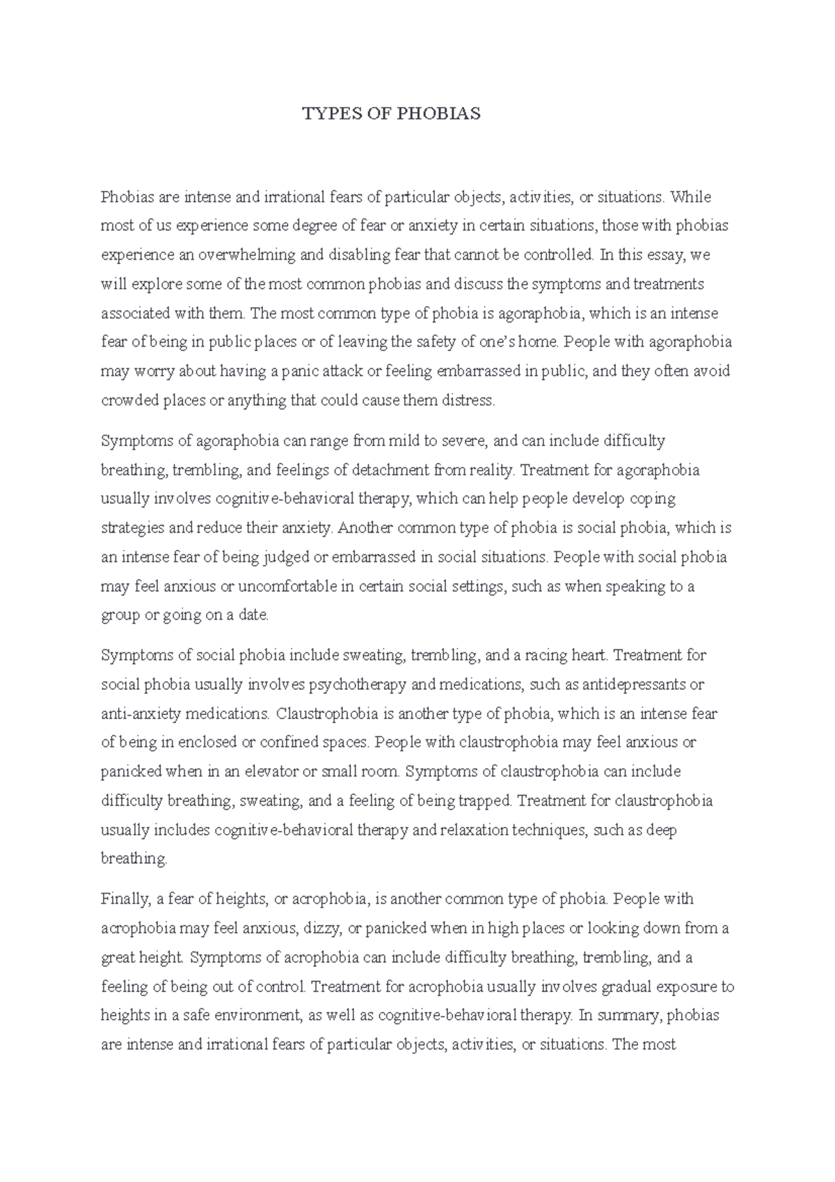 Types OF Phobias - When someone has a phobia, they experience intense ...